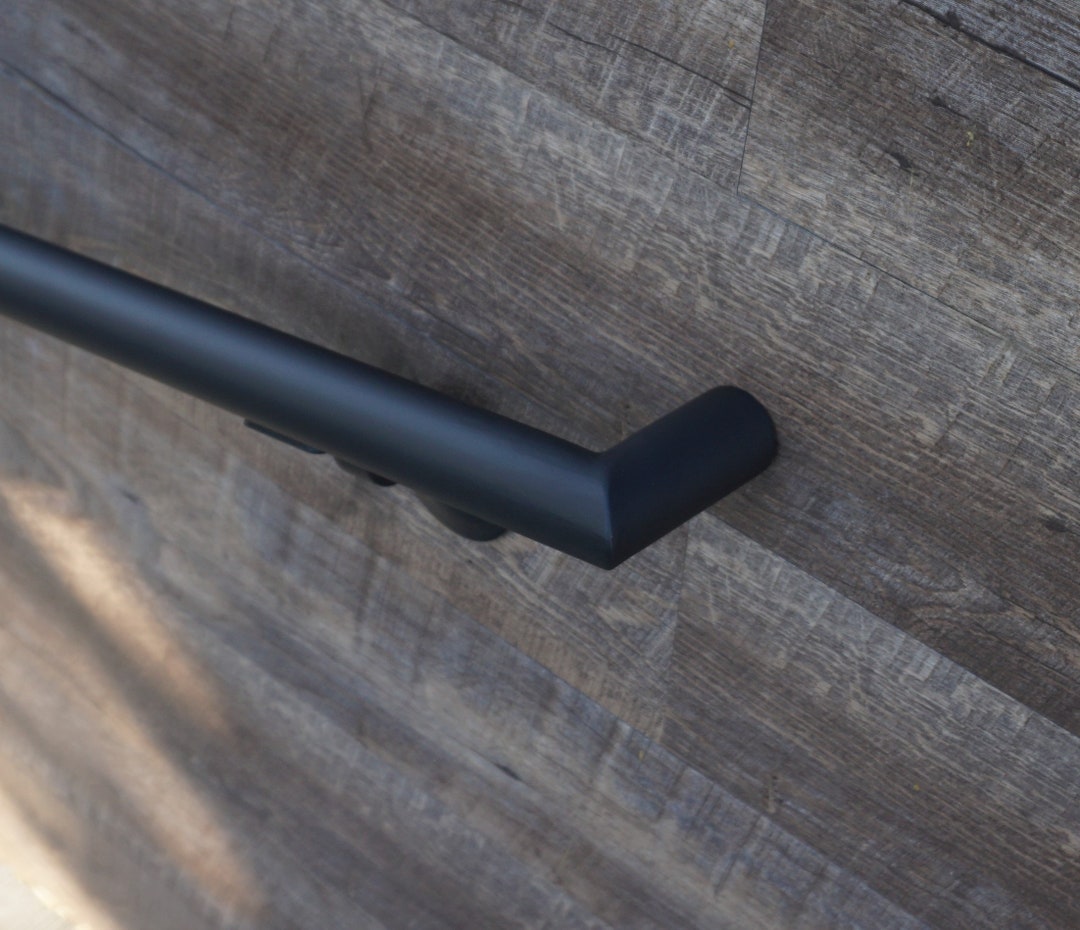 Round, Modern Wrought Iron Handrail, End Wall Mount Steel Hand Rail ...