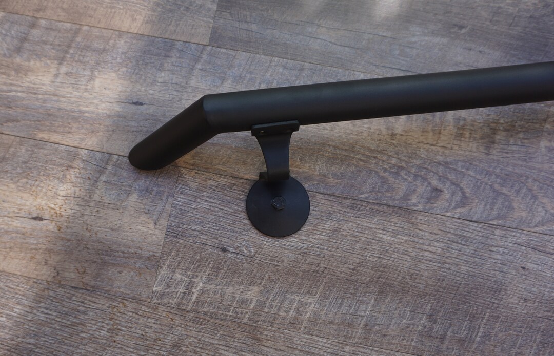 Round, Modern Wrought Iron Handrail, End Wall Mount Steel Hand Rail ...