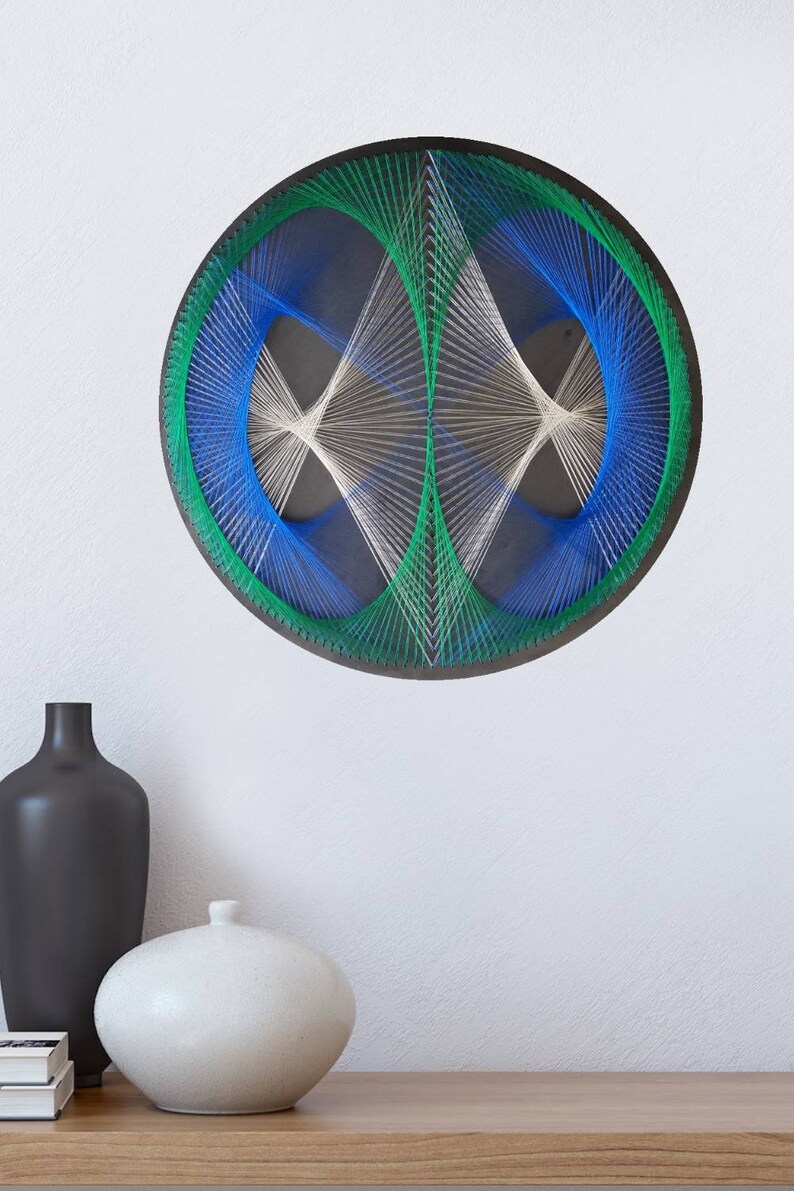 Futuristic String Art Wall Decor, Geometric Wall Hanging, Zen Art Decor, Sacred Geometry Art - Etsy