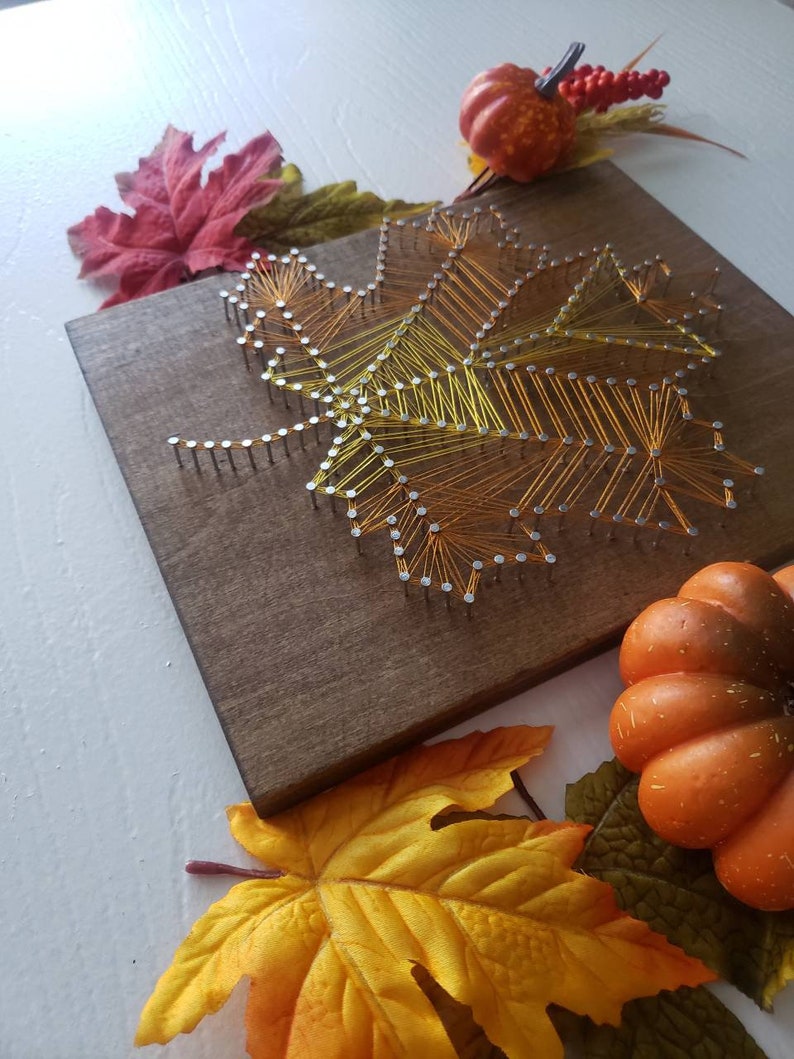 String Art Wall Hanging, Maple Leaf String Art, Copper Decor, Everyday ...