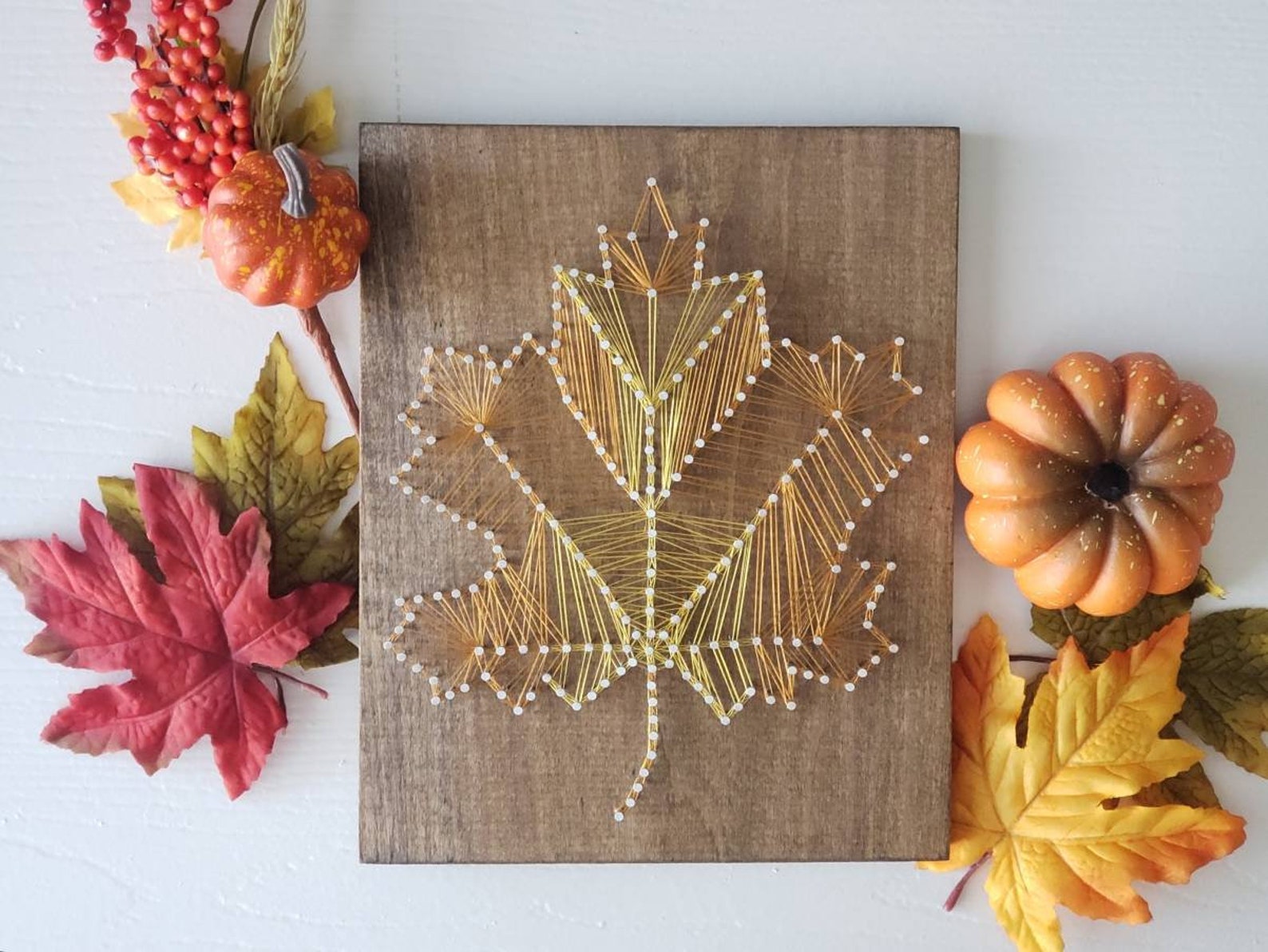 String Art Wall Hanging, Maple Leaf String Art, Copper Decor, Everyday ...