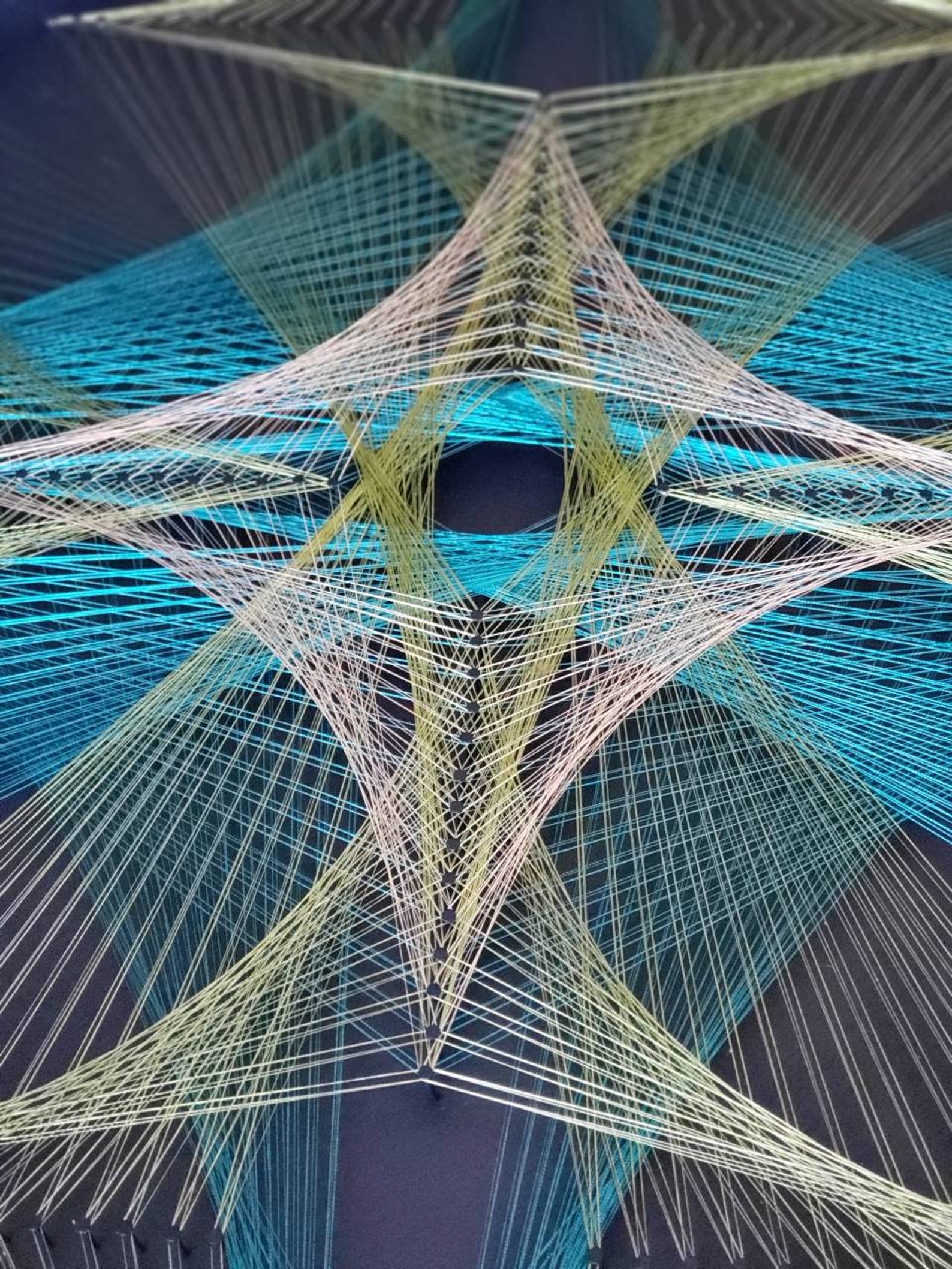 String Art Sacred Geometry Wall Hanging, Futuristic Large Zen Decor ...