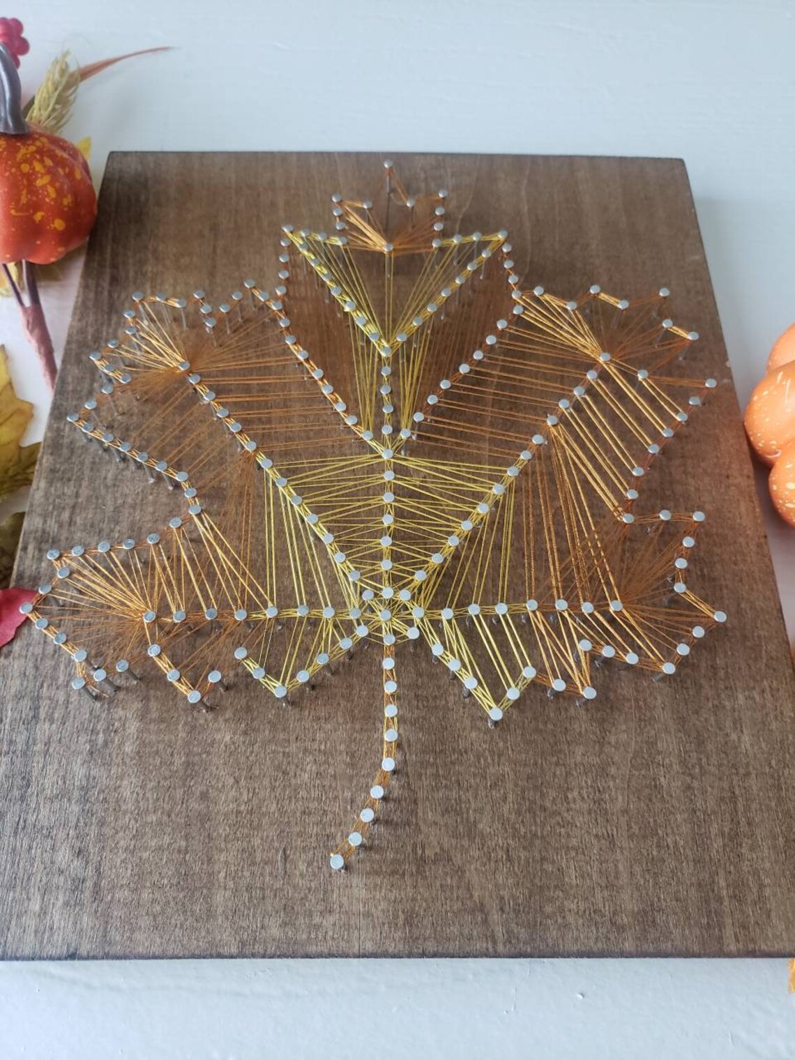 String Art Wall Hanging, Maple Leaf String Art, Copper Decor, Everyday ...