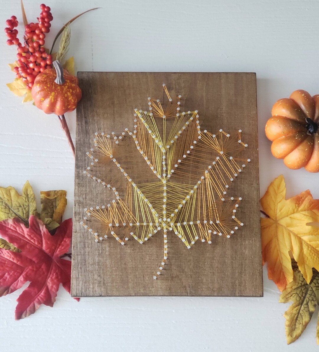 String Art Wall Hanging, Maple Leaf String Art, Copper Decor, Everyday ...