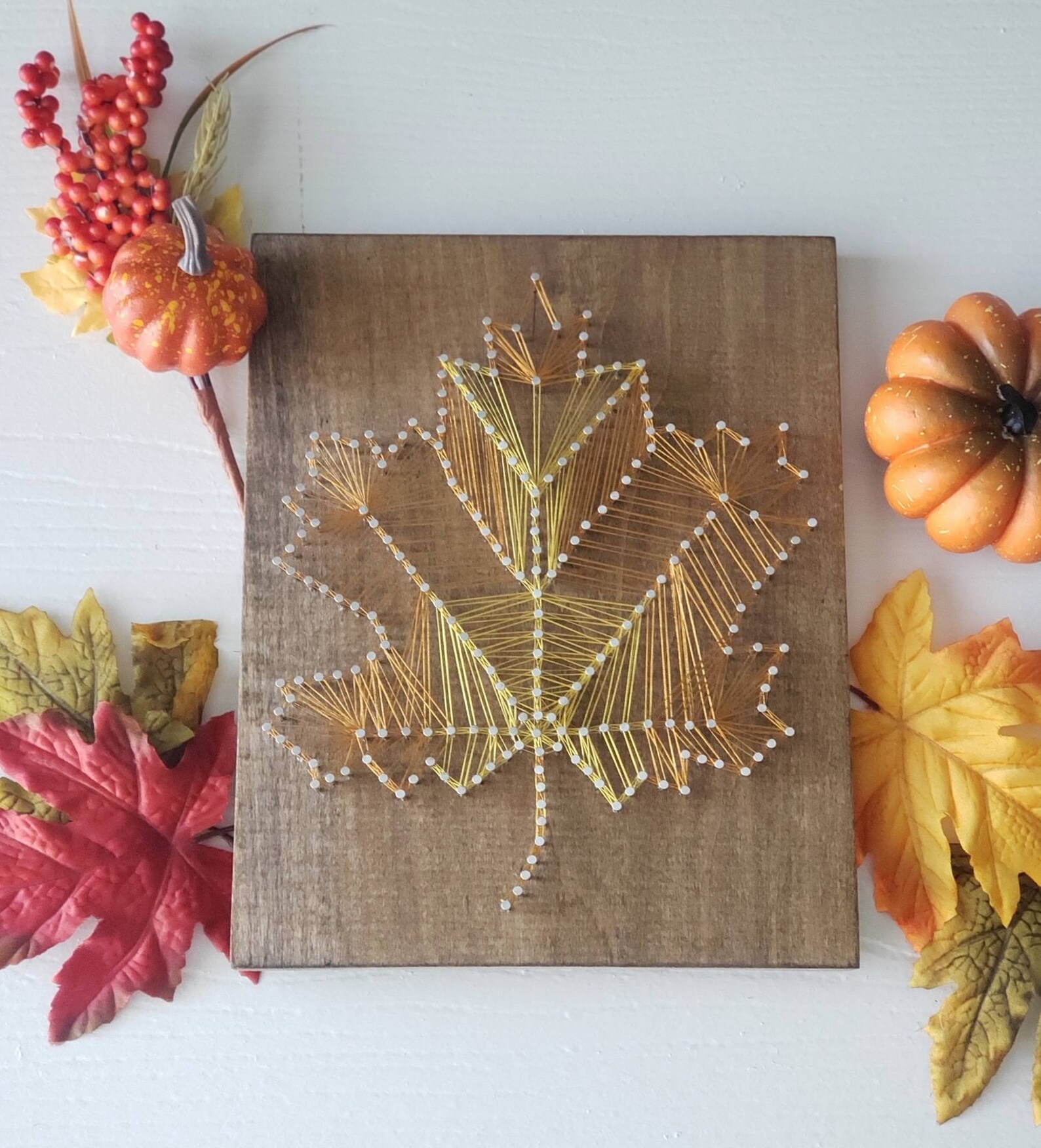 String Art Wall Hanging, Maple Leaf String Art, Copper Decor, Everyday ...