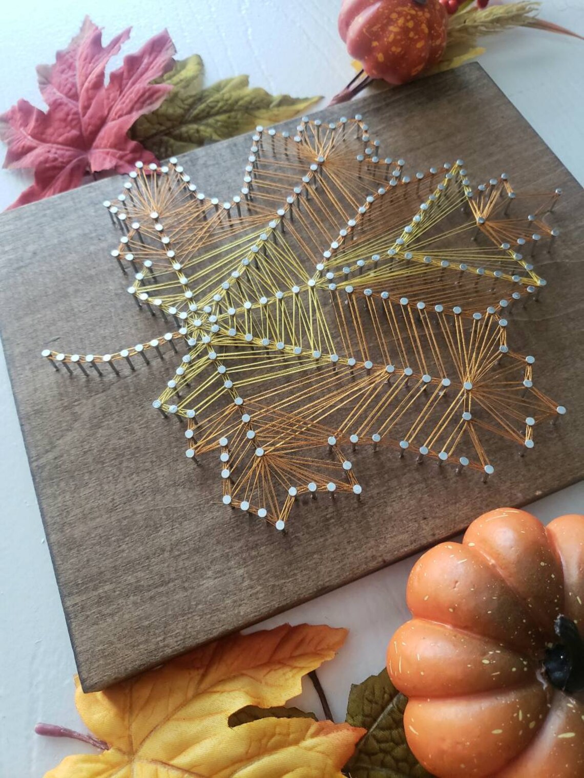 String Art Wall Hanging Maple Leaf String Art Copper Decor - Etsy