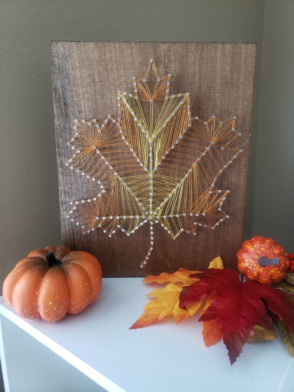 String Art Wall Hanging, Maple Leaf String Art, Copper Decor, Everyday ...