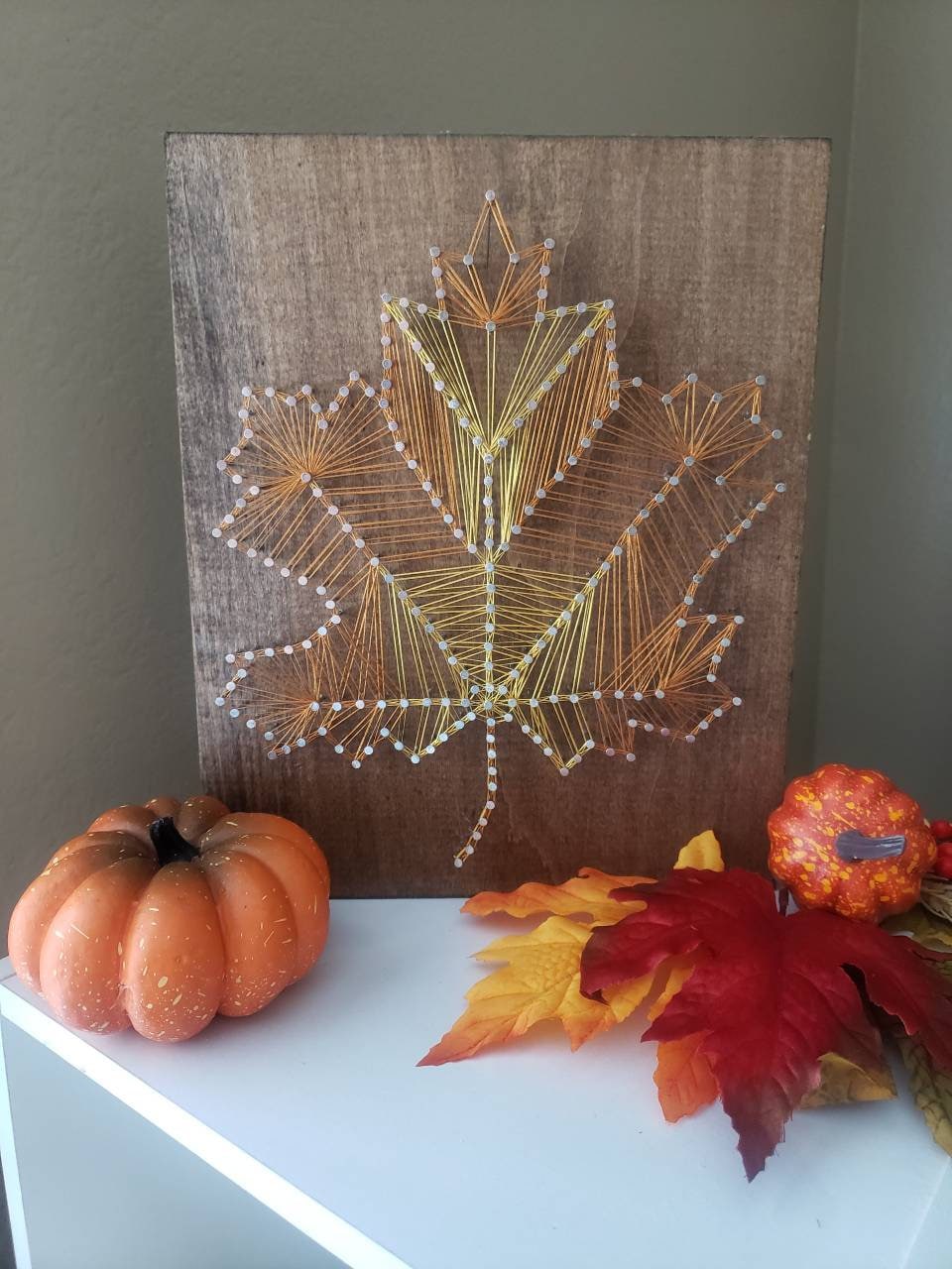 String Art Wall Hanging, Maple Leaf String Art, Copper Decor, Everyday ...