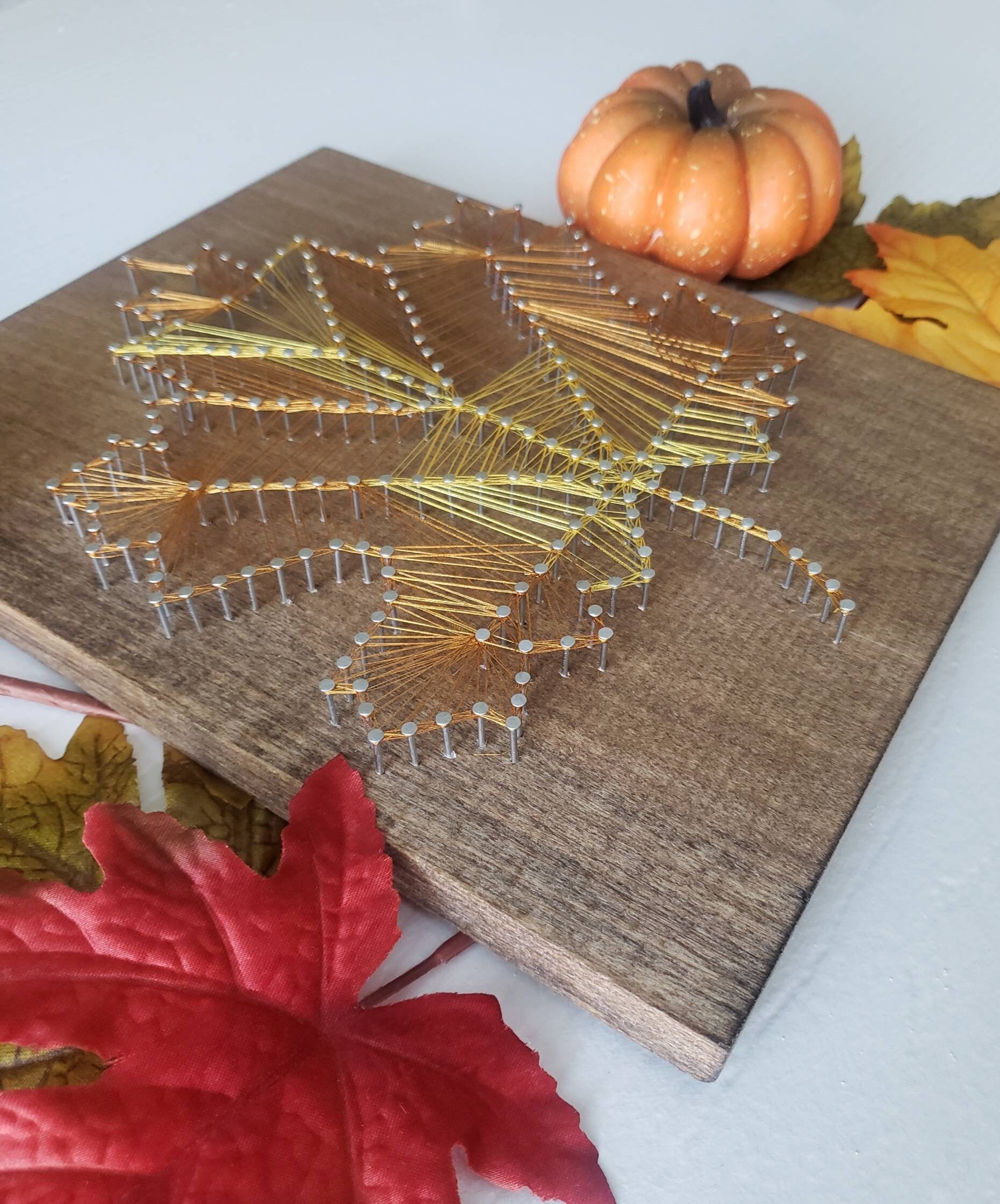 String Art Wall Hanging, Maple Leaf String Art, Copper Decor, Everyday ...