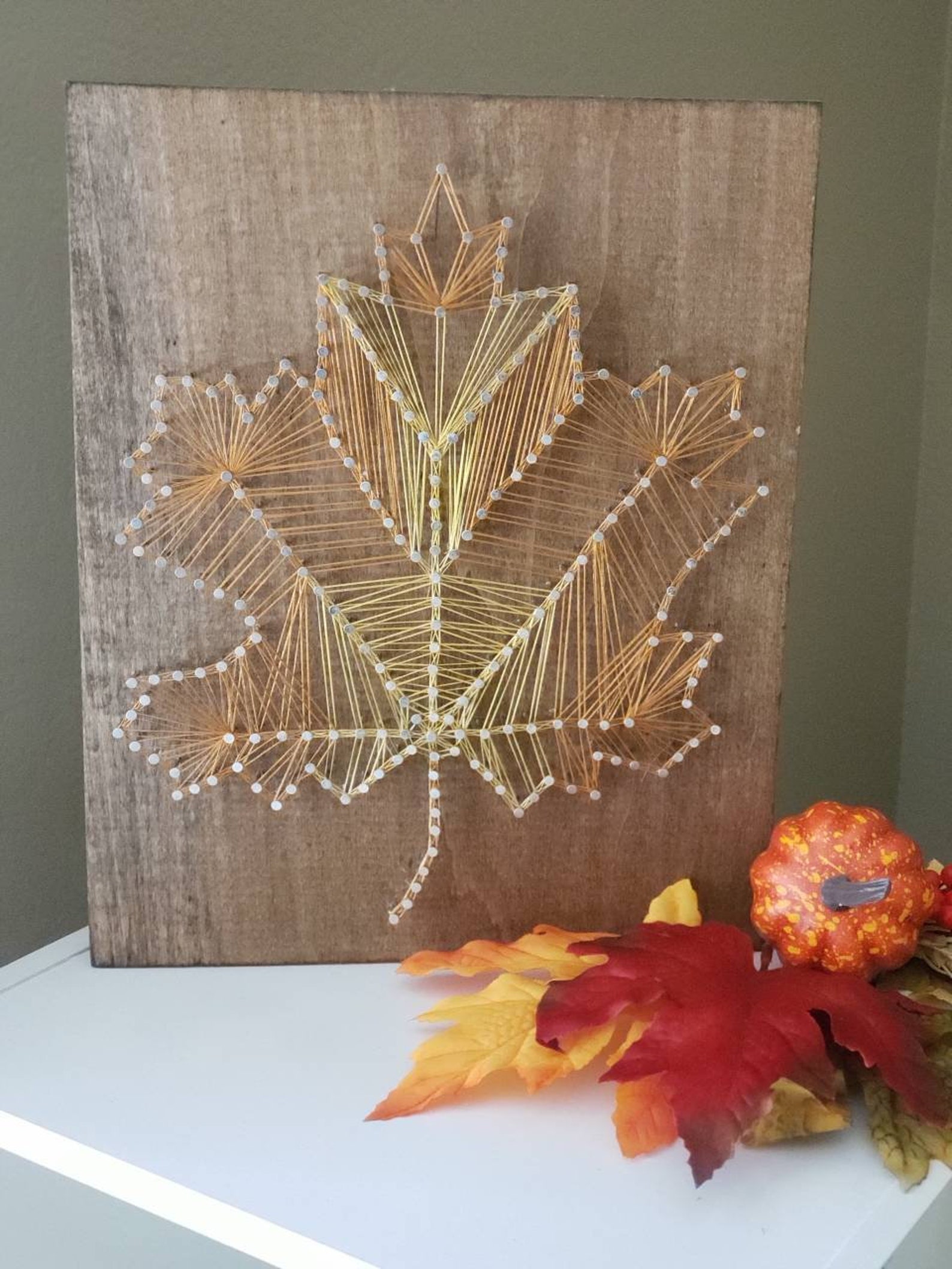 String Art Wall Hanging, Maple Leaf String Art, Copper Decor, Everyday ...