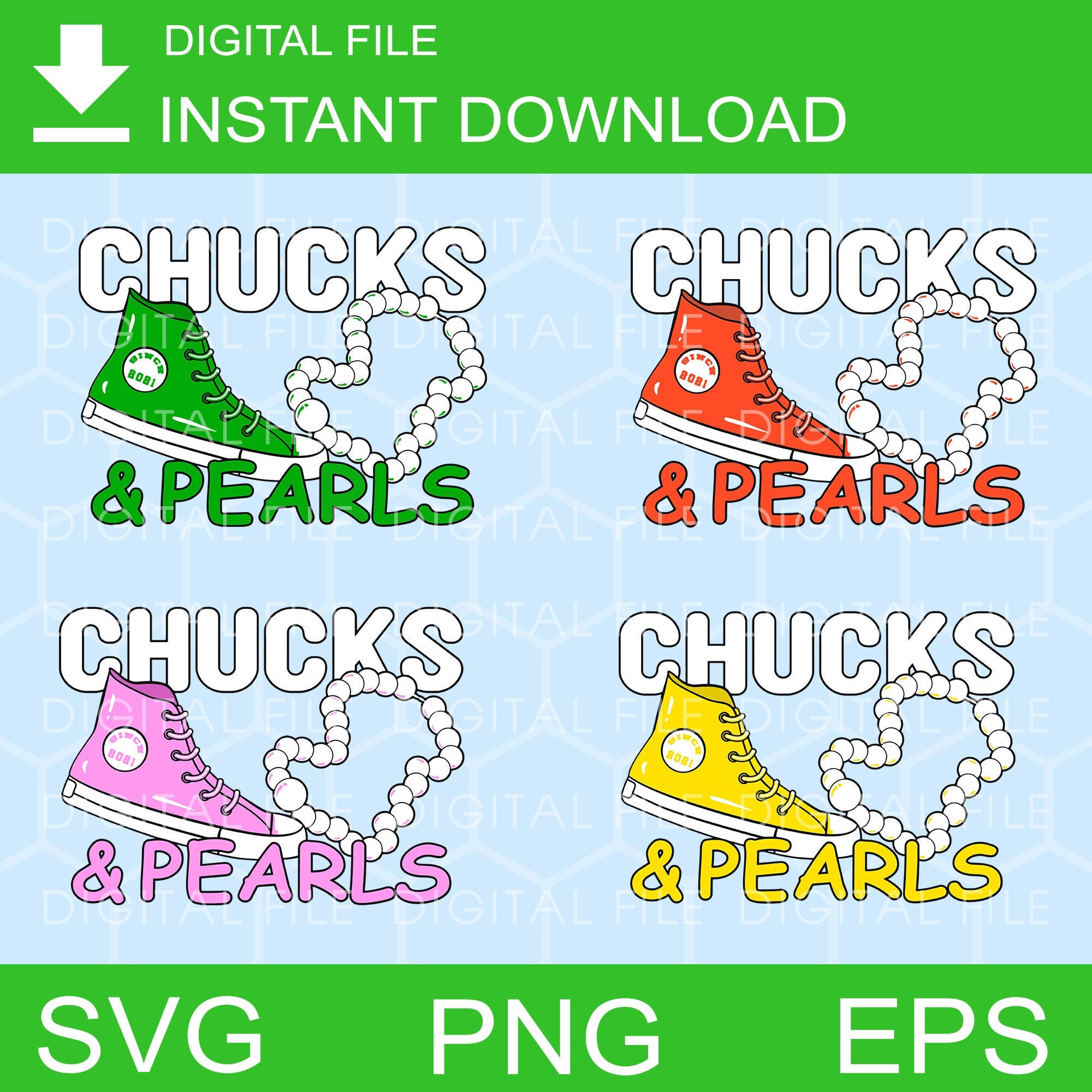Chucks & Pearls Svg / Archivo digital descarga instantánea / | Etsy