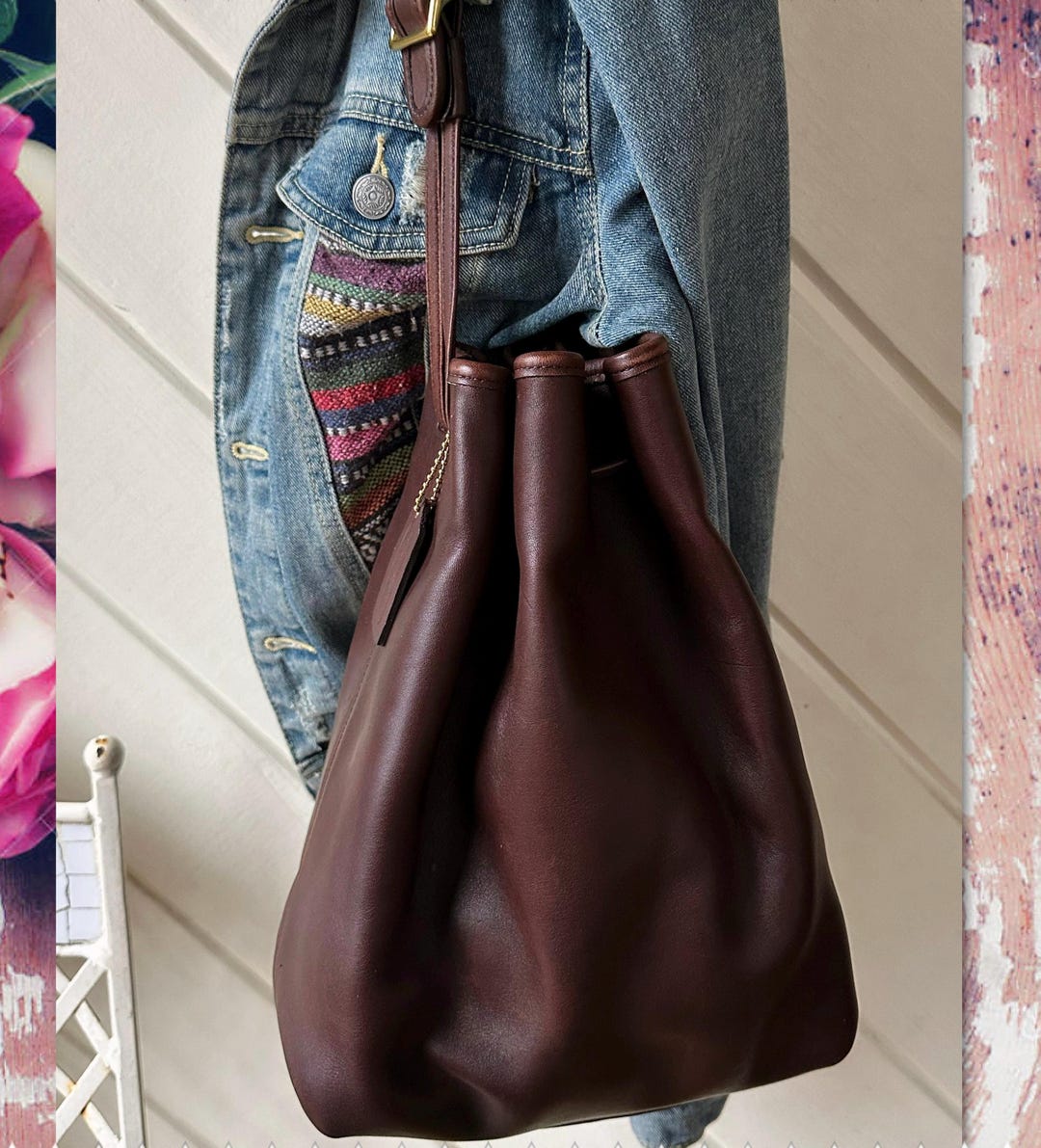 Vintage Coach Mahogany Brown Drawstring Sling Bucket Duffle Bag 9165 - Etsy