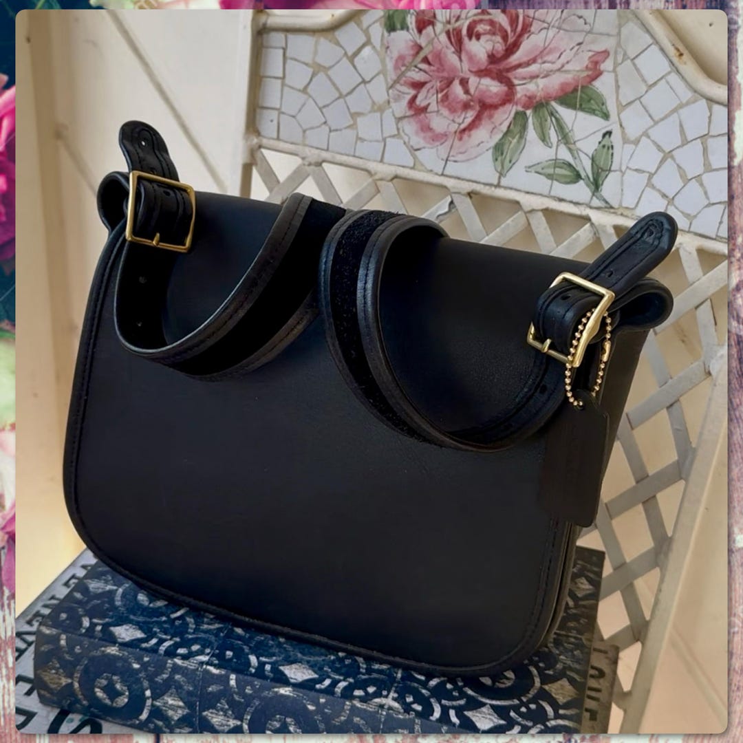 Vintage Coach Black Leather 9170 Classic Pouch Bag - Etsy
