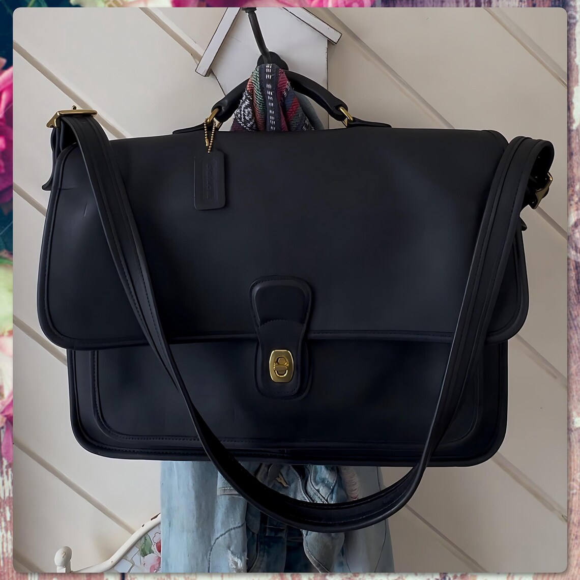 Vintage Coach Metropolitan Black Leather Briefcase / Laptop / Work Bag ...
