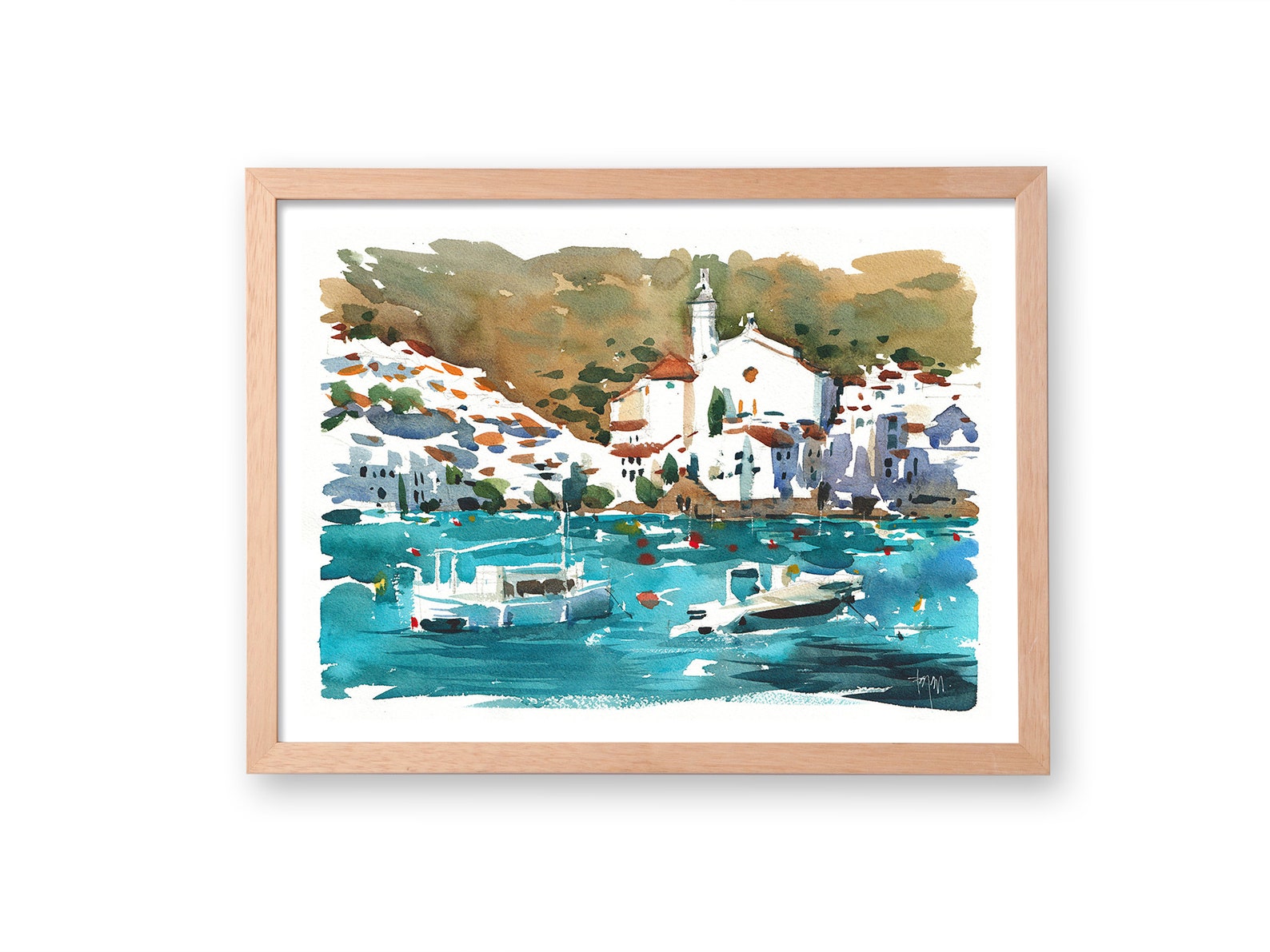 Cadaqués Barques Watercolour, Daniel Pagans Original Watercolor ...