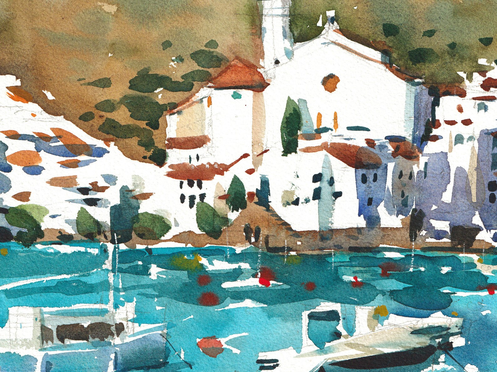 Cadaqués Barques Watercolour, Daniel Pagans Original Watercolor ...