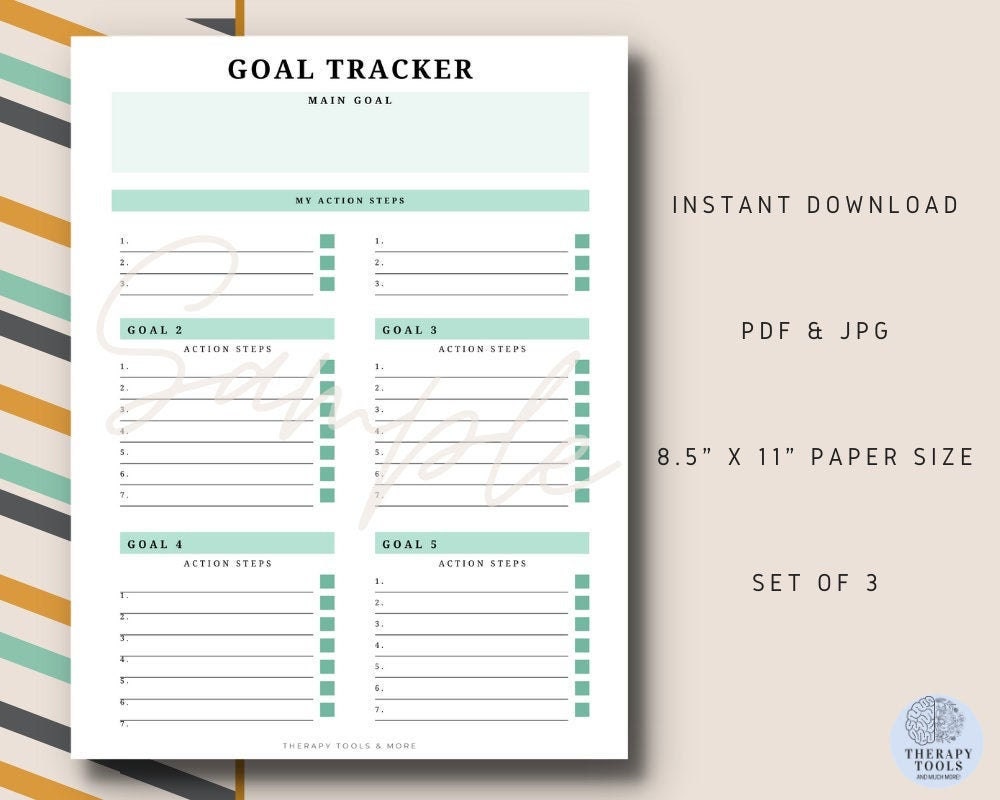 Goal Tracker Printable Template, Personal Goal Planner, Digital ...