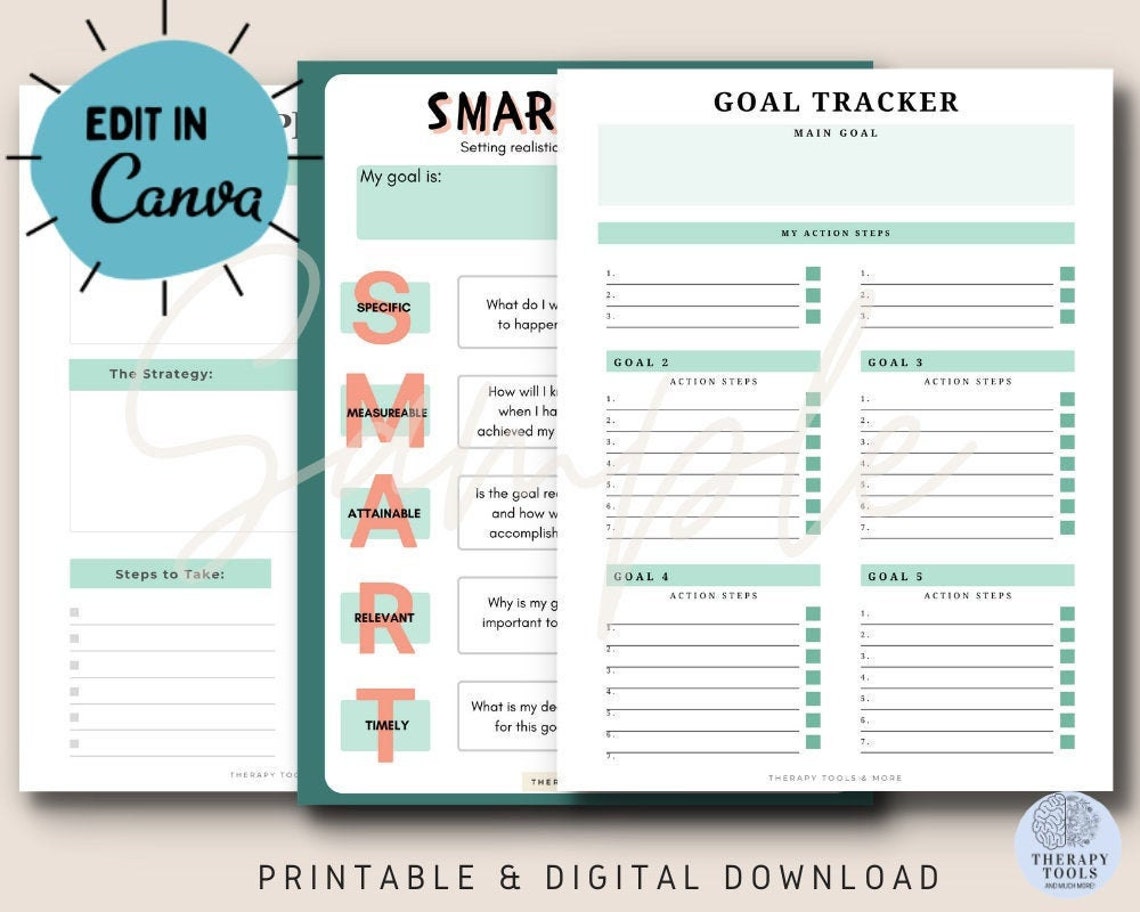 Goal Tracker Printable Template, Personal Goal Planner, Digital ...