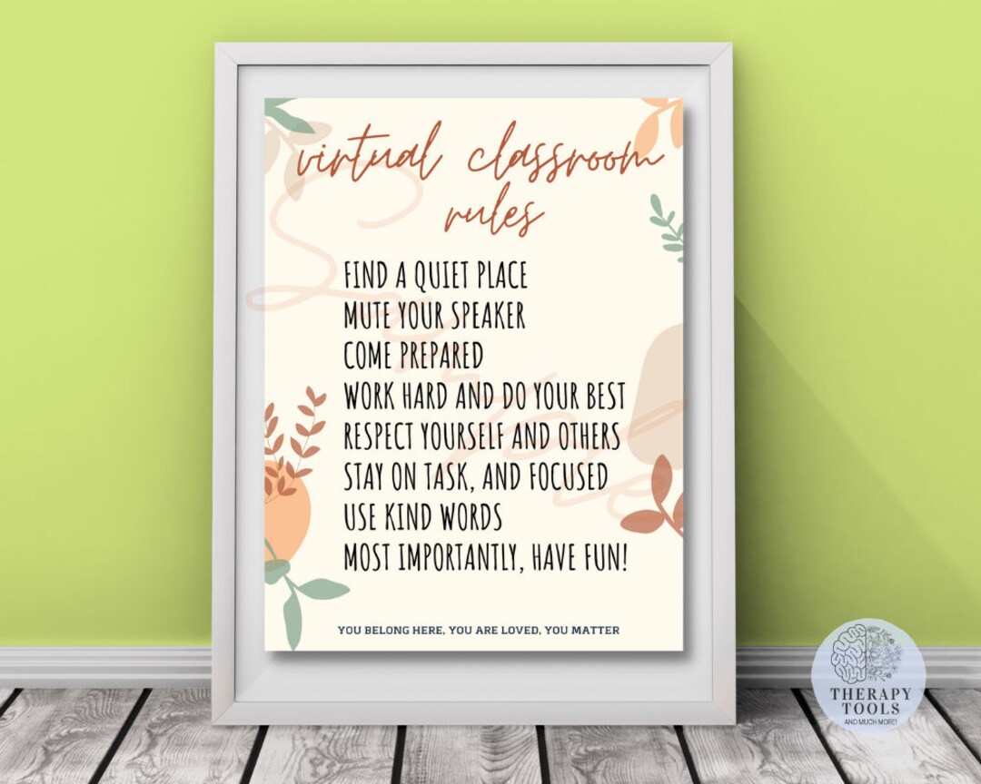 Virtual Classroom Rules Digital Download Online Learning Rules School ...