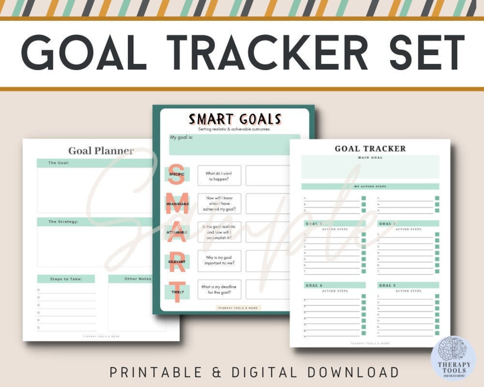 Goal Tracker Printable Template, Personal Goal Planner, Digital ...