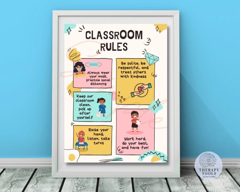 Printable Classroom Rules Poster Instant Digital Download School ...