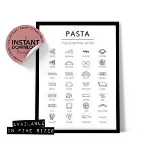 The Essential Guide to Pasta Kitchen Print Chef's Gift - Etsy