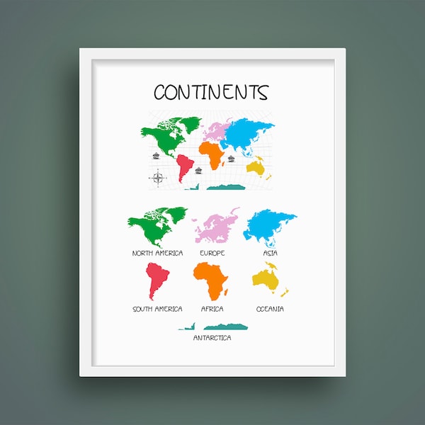 Continents Poster for Classroom - Etsy