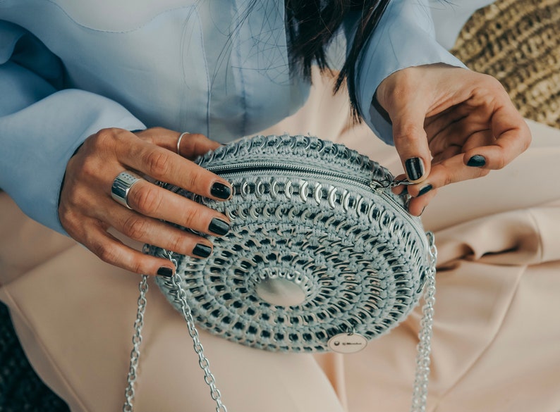 Soda Can Pop Top Bag Pop Tab Handmade Crochet Clutch Metal Retro Purse ...