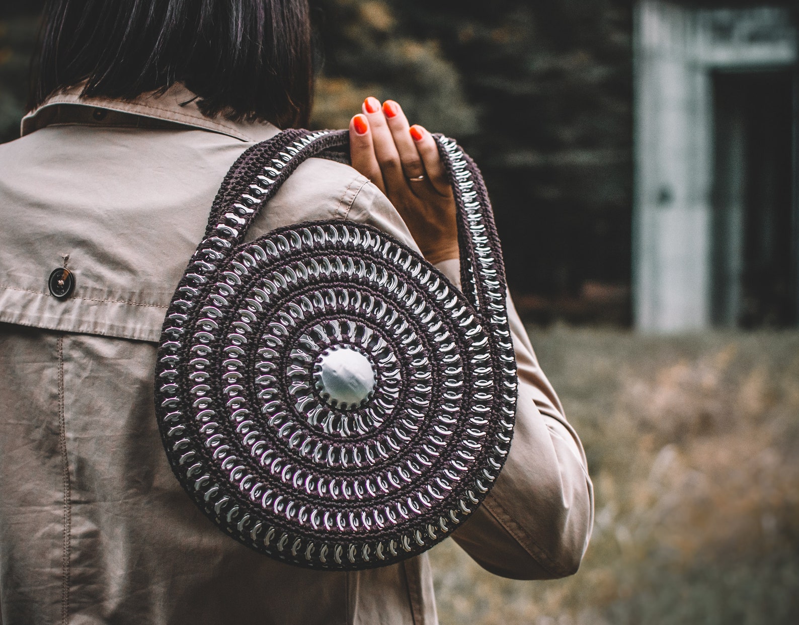 Unique Upcycled Pop Tab Clutch Brown Crochet Purse With a Retro Flair ...
