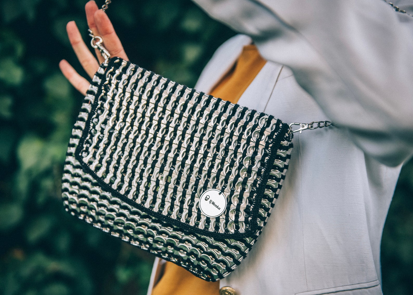 Soda Pull Tab Bag Elegant Pop Tops Purse Upcycled Bag Silver Flap Soda ...