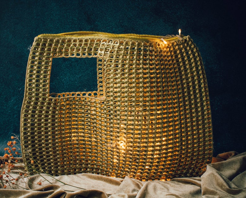 Soda Pop Tab Bag Gold Square Pull Tab Bag Upcycled Purse - Etsy