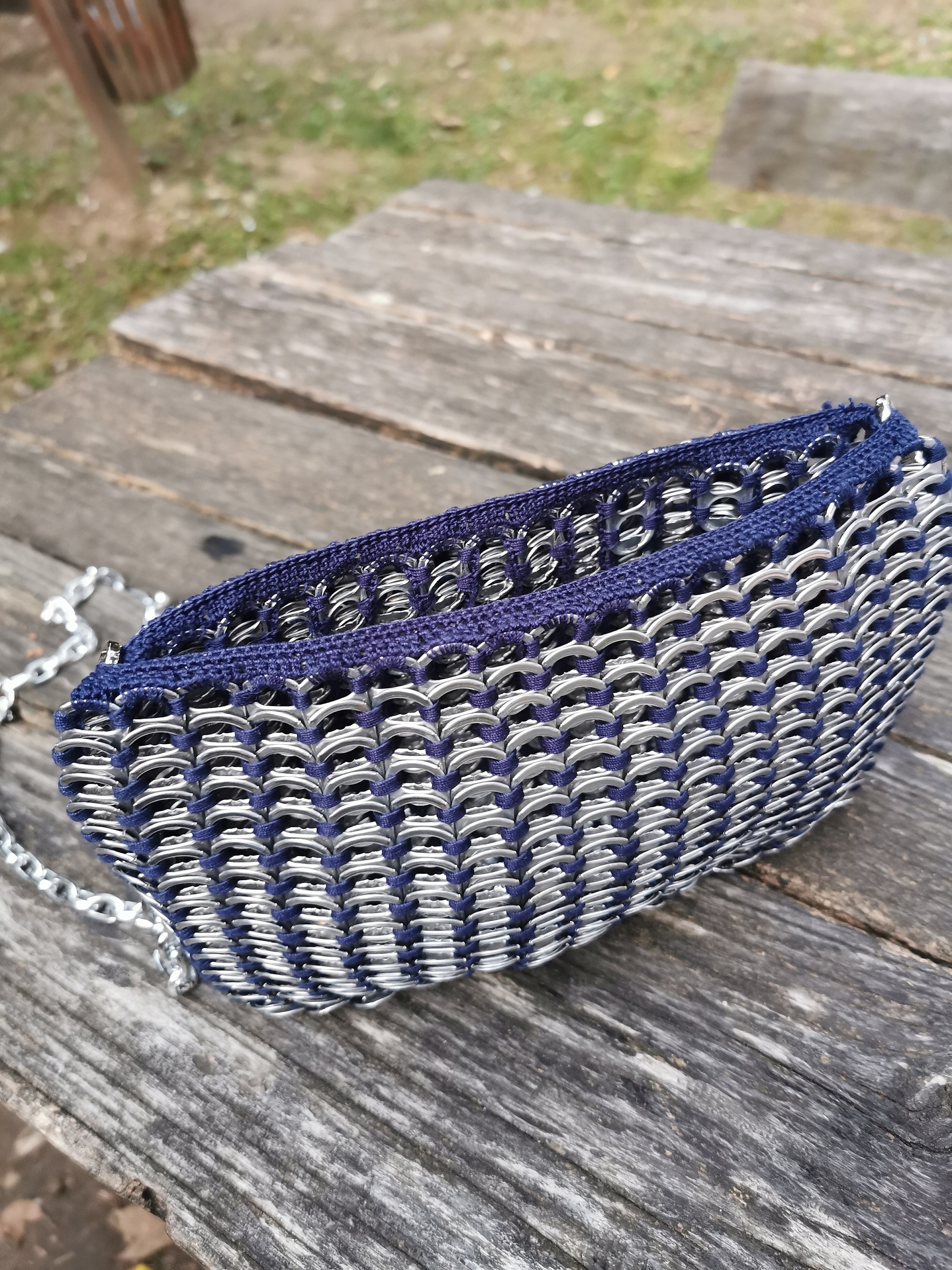 Soda Pull Tab Bag Elegant Pop Tops Purse Upcycled Bag Silver Flap Soda ...