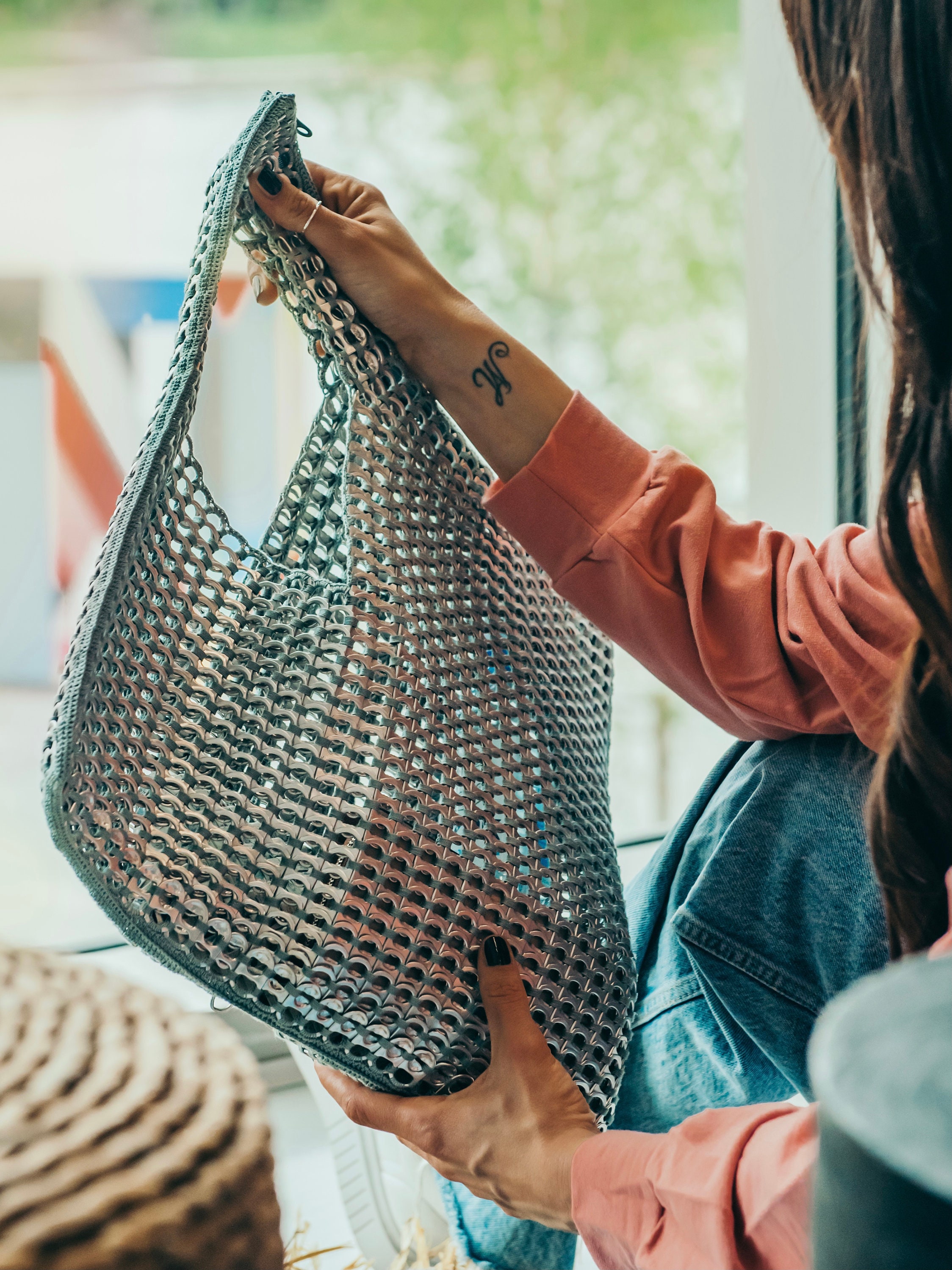 Soda Pop Tab Bag Silver Square Pull Tab Bag Upcycled Purse Recycled Big ...