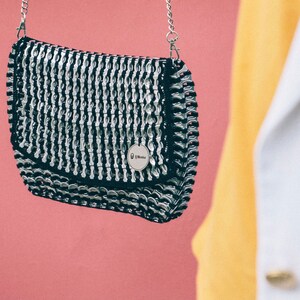 Soda Pull Tab Bag Elegant Pop Tops Purse Upcycled Bag Silver Flap Soda ...