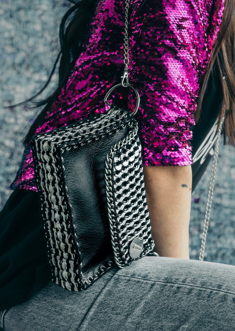 Soda Pull Tab Bag Black Pop Tops Purse Upcycled Bag Retro Flap | Etsy