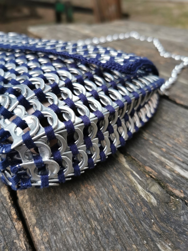 Soda Pull Tab Bag Elegant Pop Tops Purse Upcycled Bag Silver Flap Soda ...