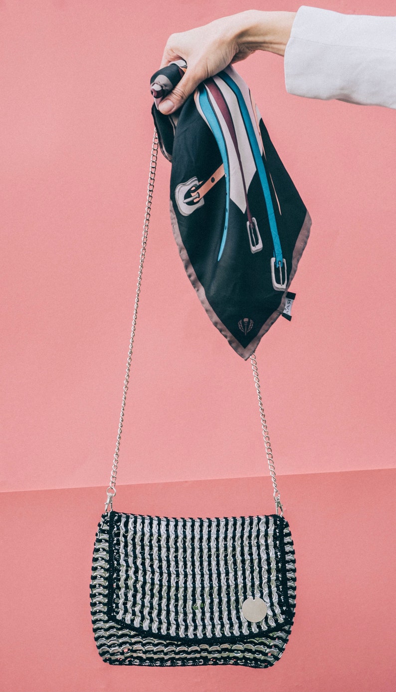 Soda Pull Tab Bag Elegant Pop Tops Purse Upcycled Bag Silver Flap Soda ...