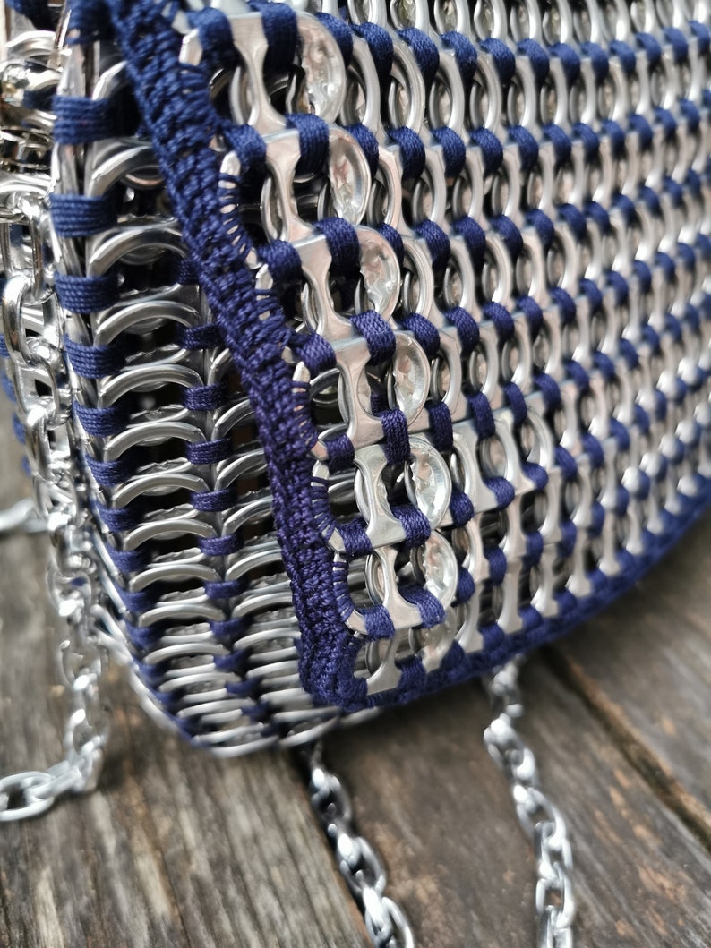 Soda Pull Tab Bag Elegant Pop Tops Purse Upcycled Bag Silver Flap Soda ...