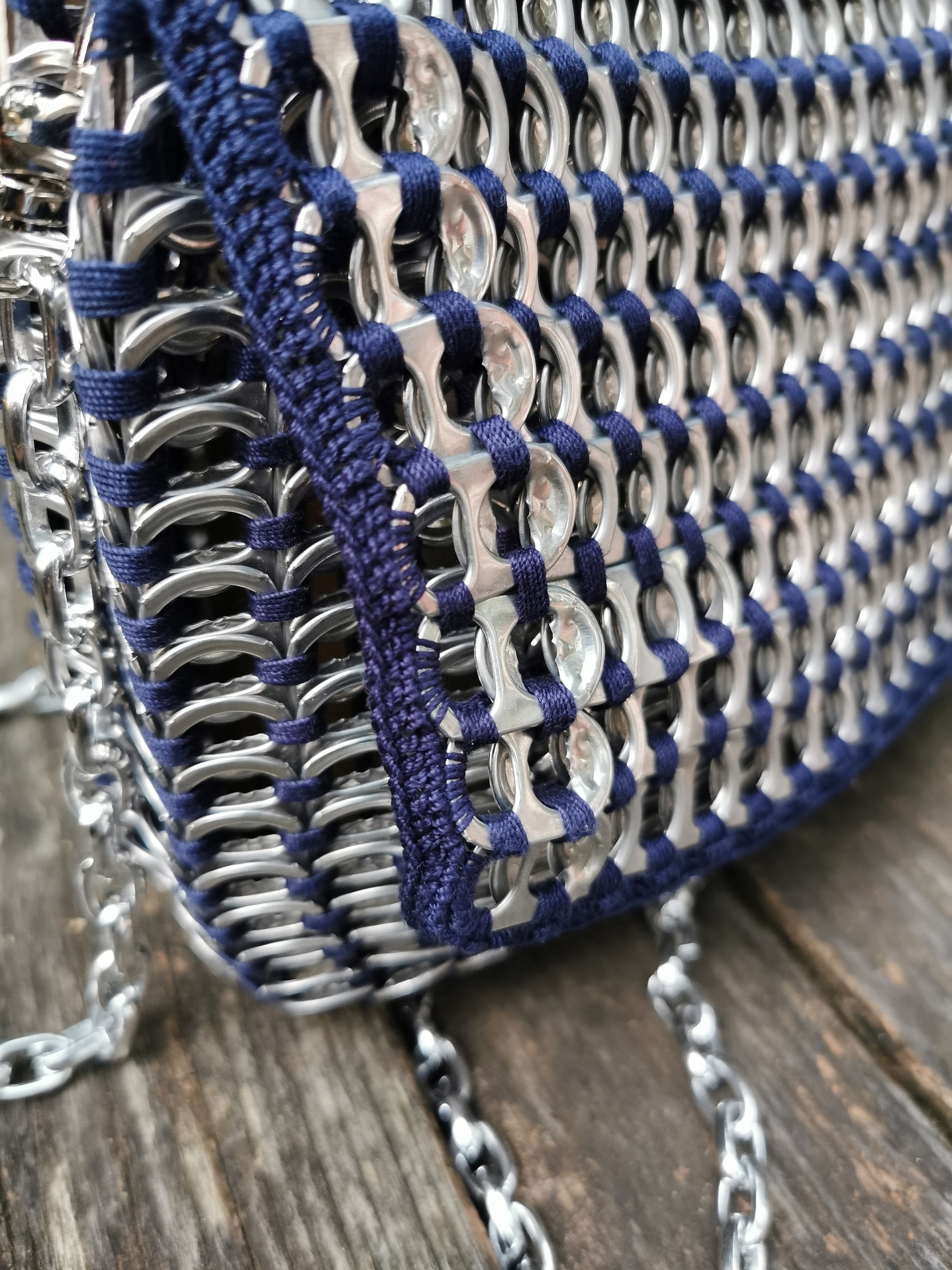 Soda Pull Tab Bag Elegant Pop Tops Purse Upcycled Bag Silver Flap Soda ...