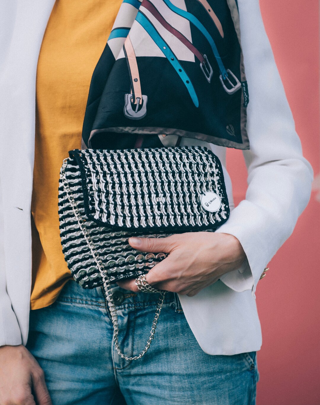 Soda Pull Tab Bag Elegant Pop Tops Purse Upcycled Bag Silver Flap Soda ...