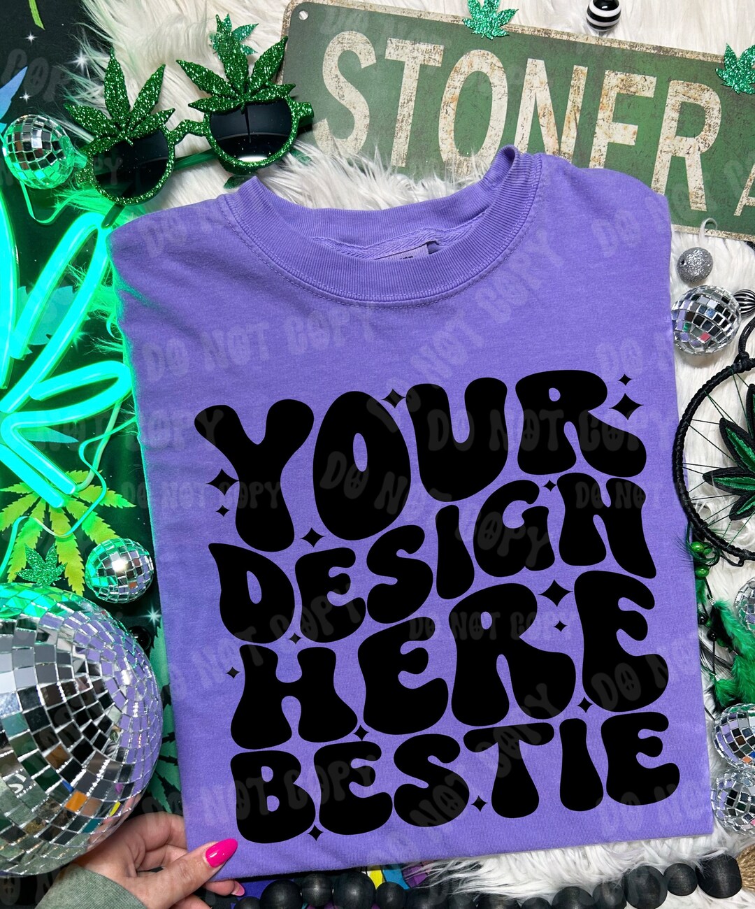 Comfort Colors Tshirt Mockup, CC1717 Violet, 420 Themed, Front of Shirt ...