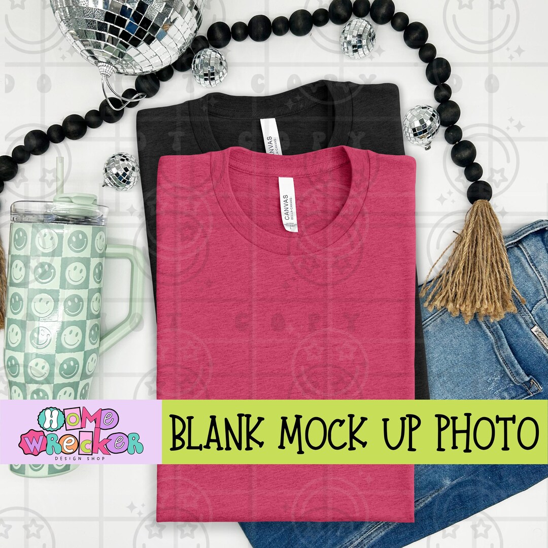 Heather Raspberry Blank Mock up Photo | Bella and Canvas 3001CVC Folded ...