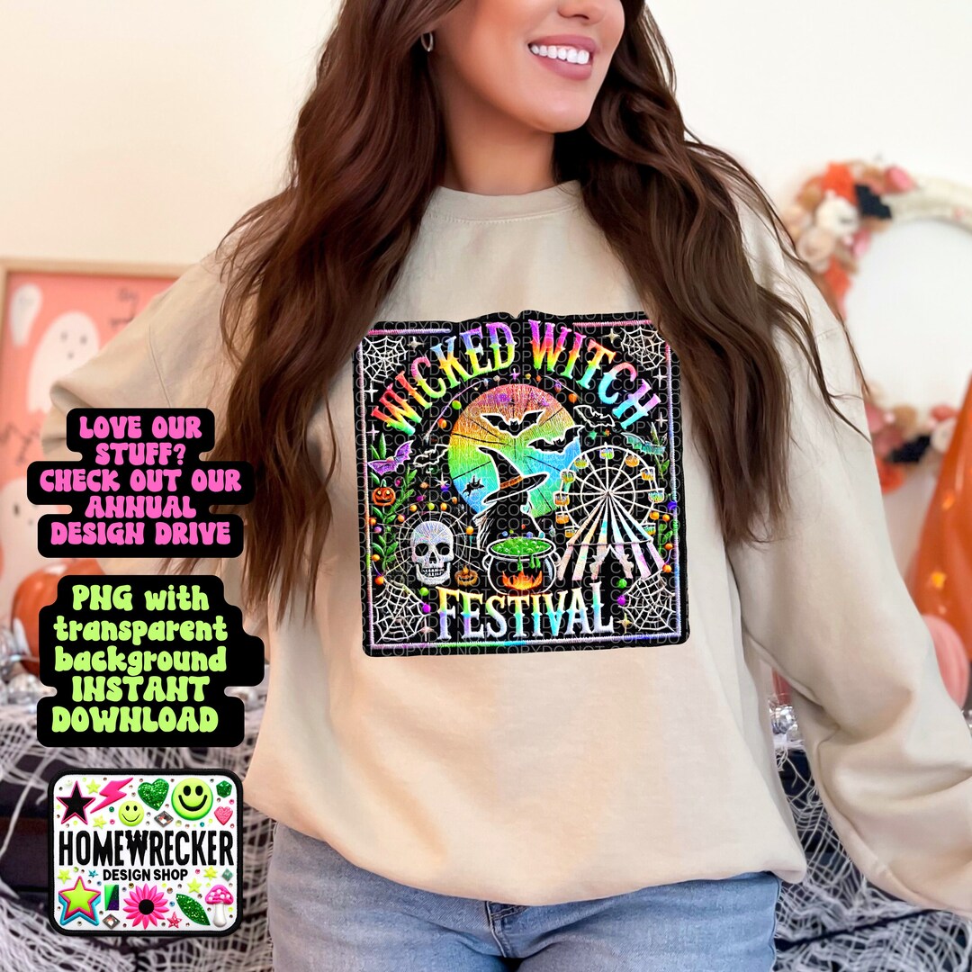 Wicked Witch Festival | Faux Embroidery Digital Patch | Halloween ...