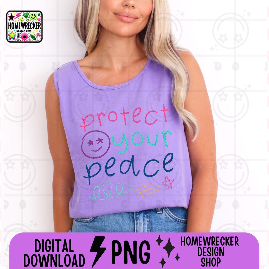 Protect Your Peace Colorful Kid Art Style PNG Handwritten Doodle ...