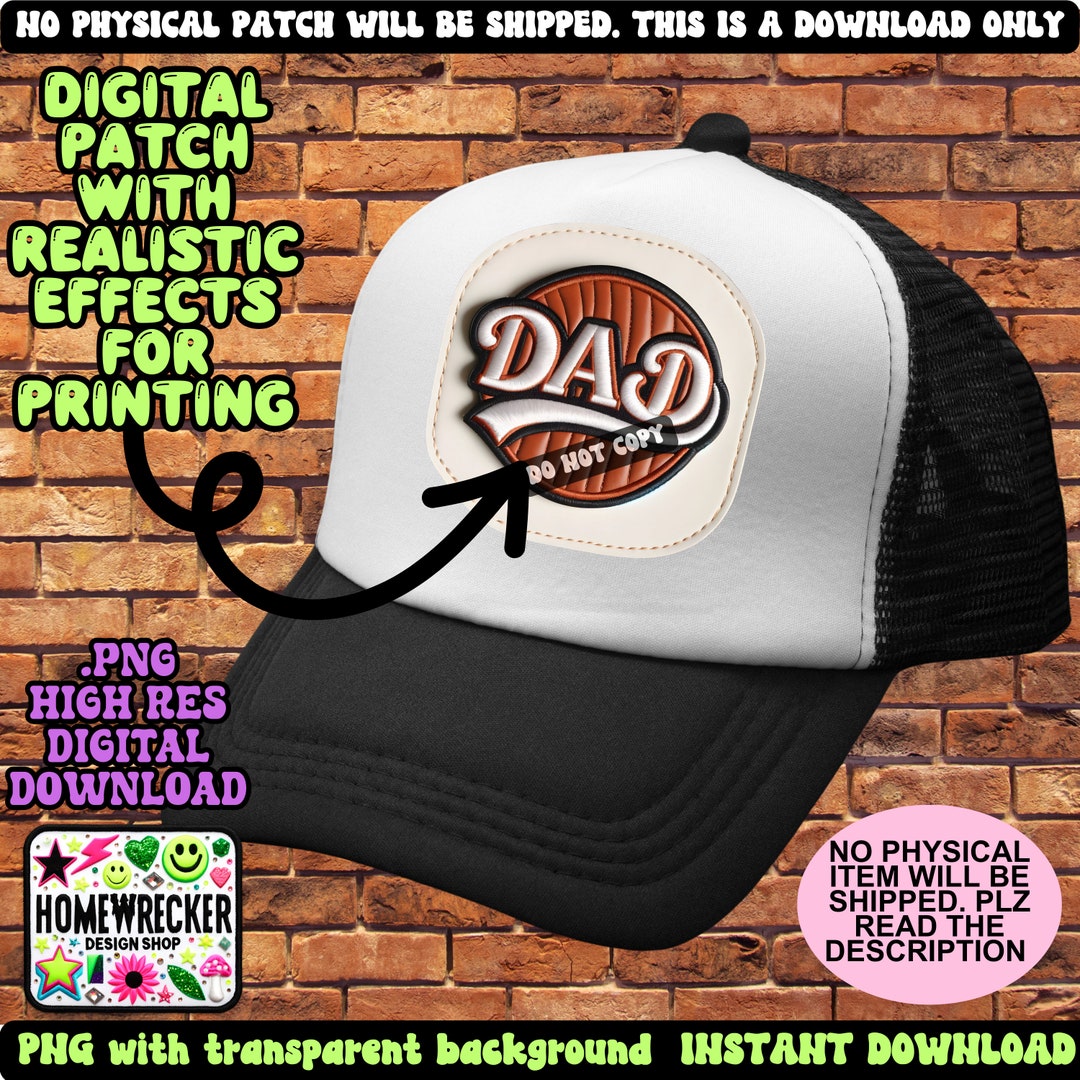 Dad Faux Embroidery Faux Leather Layered Digital Patch PNG Digital ...