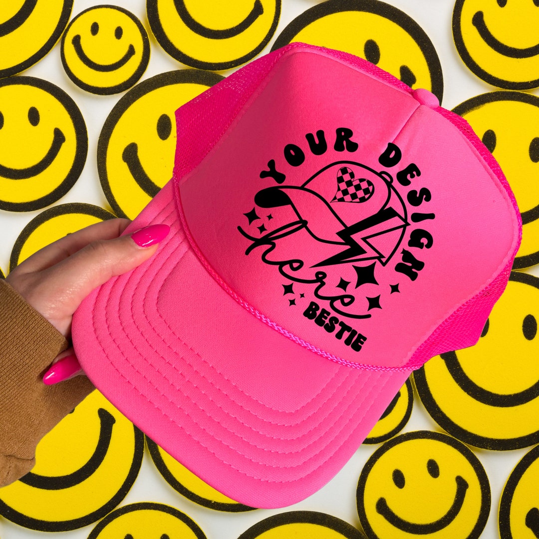 Otto Trucker Hat Mockup, Neon Pink Hat Mock up Photo, Digital Download ...