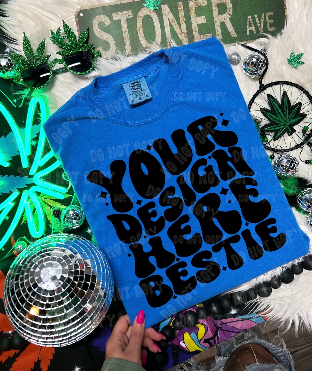 Comfort Colors Tshirt Mockup, CC1717 Royal Caribbean, 420 Themed, Front ...