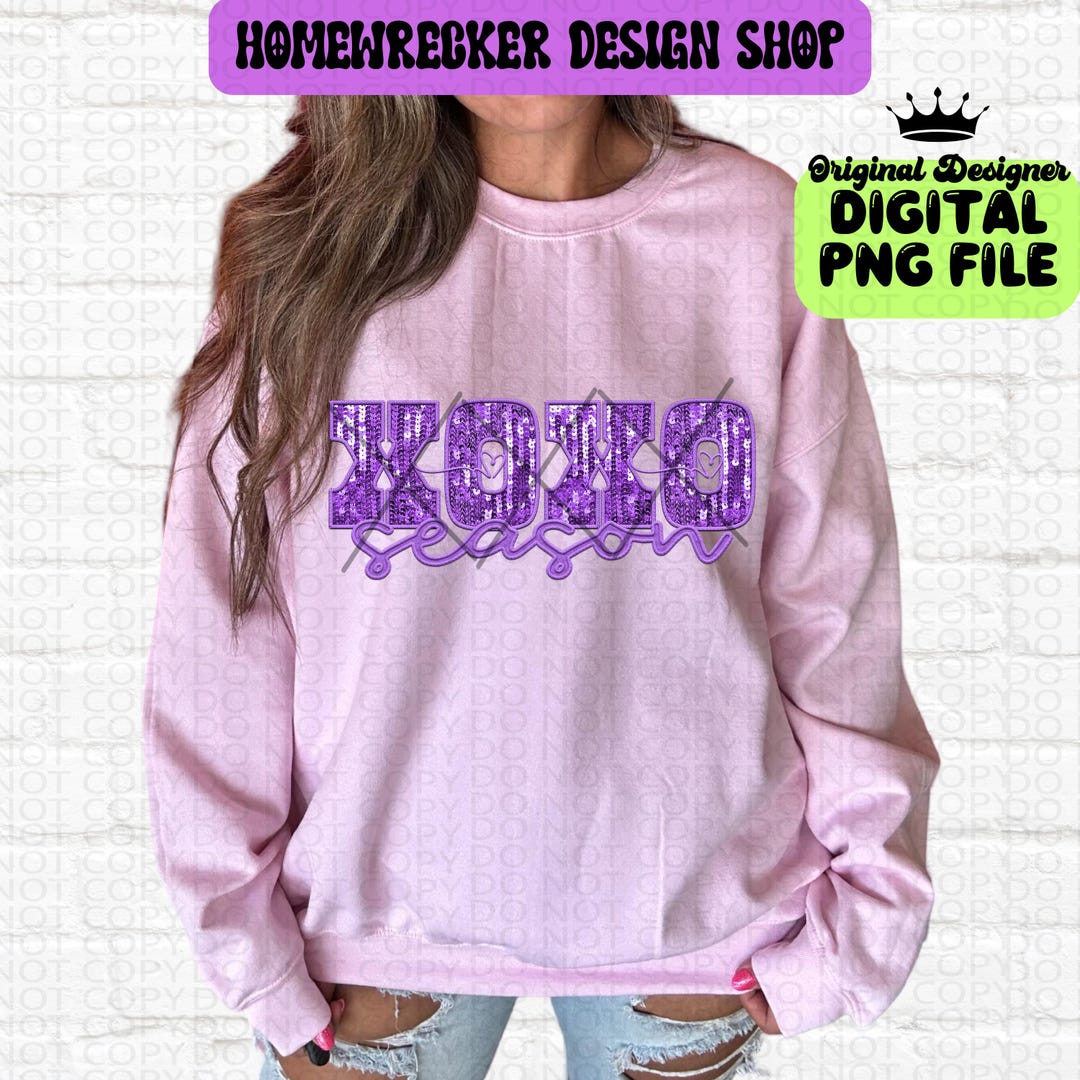 Xoxo Season Purple Valentine's Day Hugs and Kisses PNG | FAUX ...