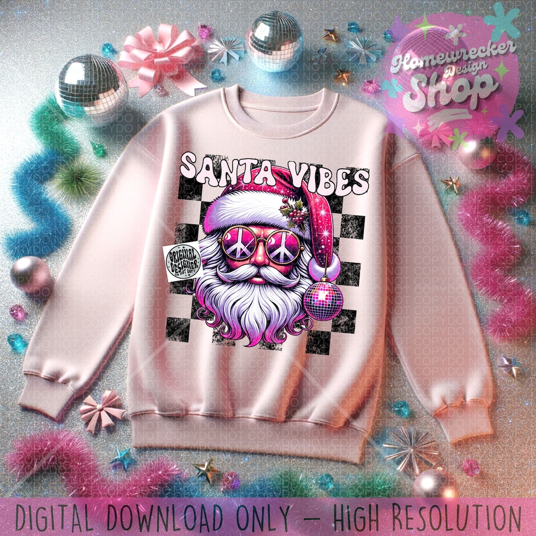 Neon Hippie Santa Claus PNG Design - Retro Christmas 'santa Vibes ...