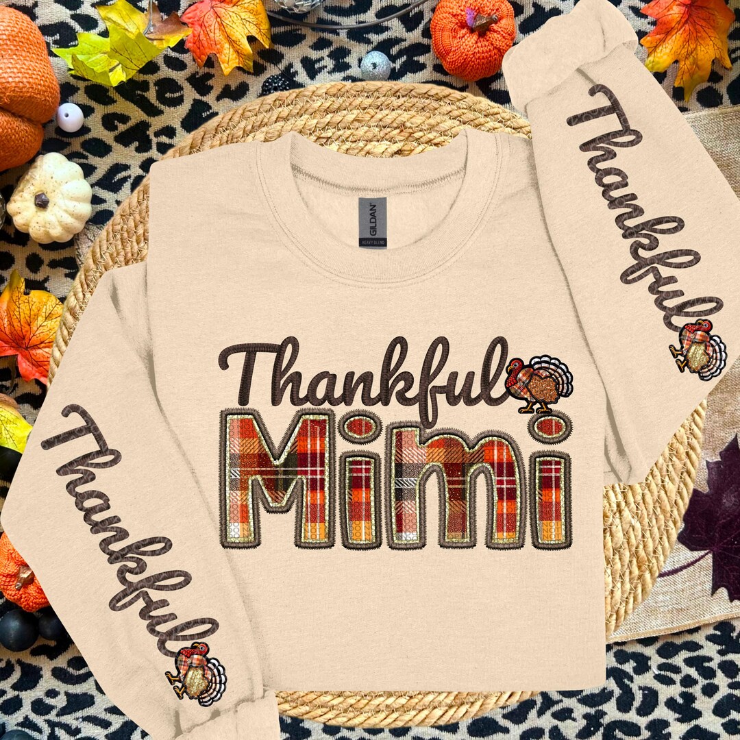 Thankful Mimi, Fall,faux Embroidery, Digital Design, Png, Holiday ...